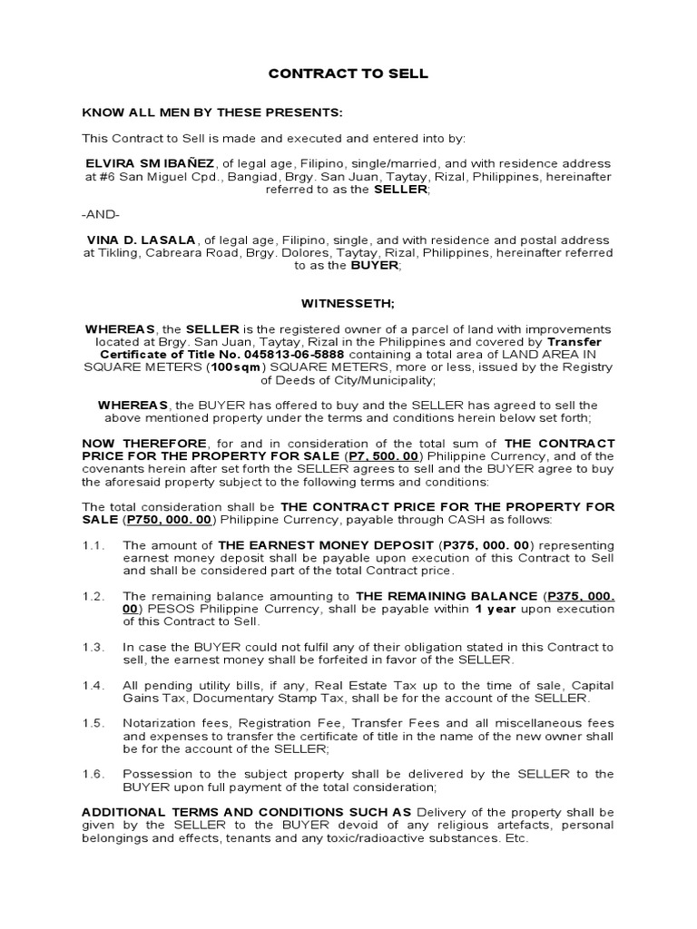 Contract To Sell | PDF