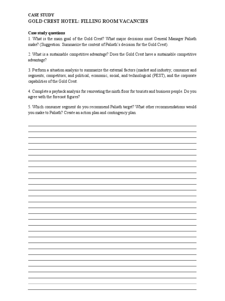 Gold Crest Hotel: Filling Room Vacancies | PDF