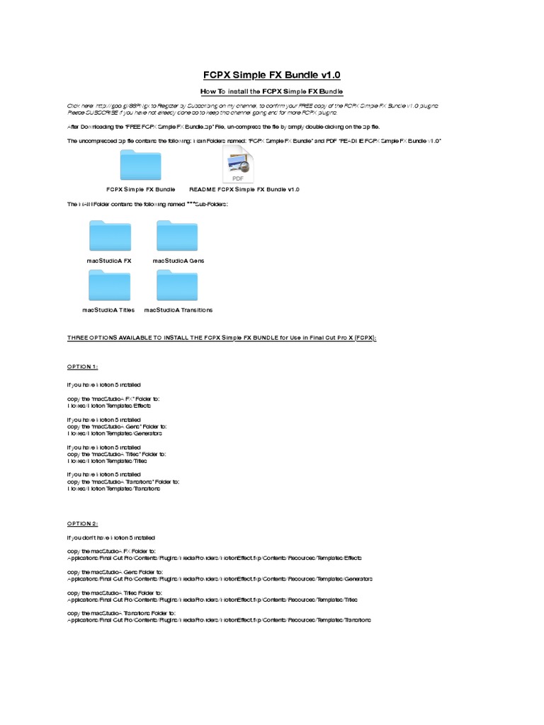 FCPX Simple FX Bundle Install Guide | PDF