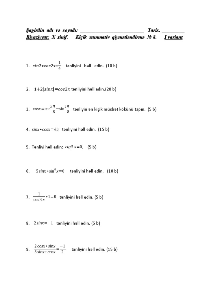 10-Cu Sinif KSQ 8 | PDF