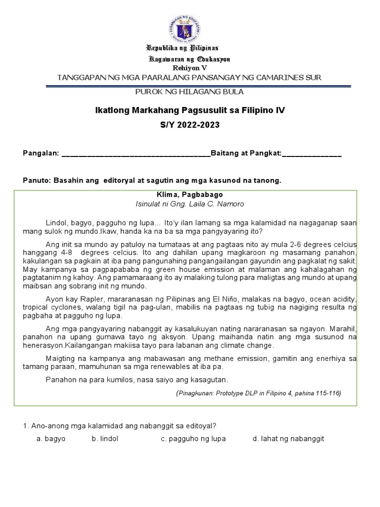 Q3 - PT Filipino4 | PDF
