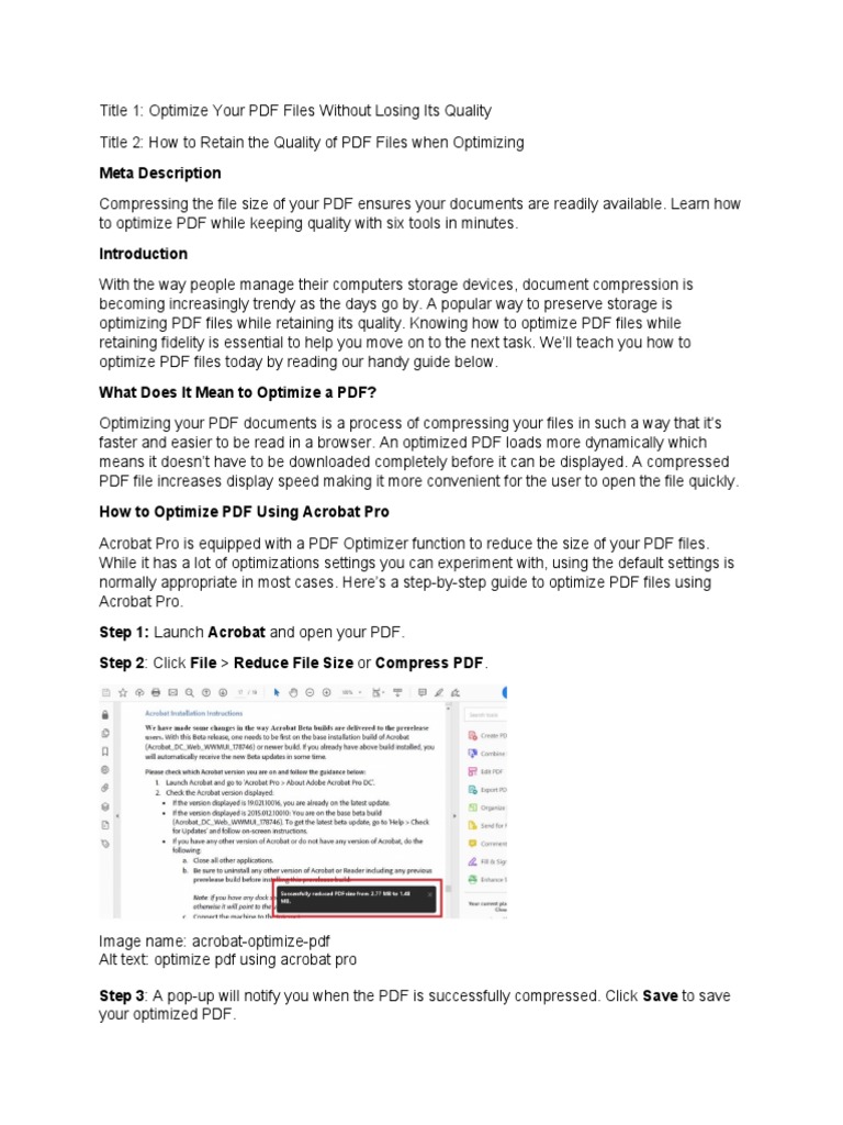 How To Optimize PDF Files Without Losing Quality | PDF | Computer File ...