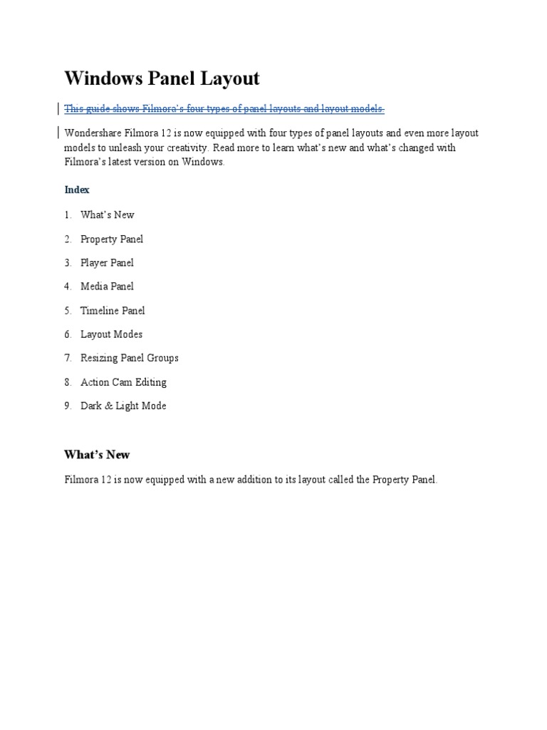 Windows - Panel Layout | PDF