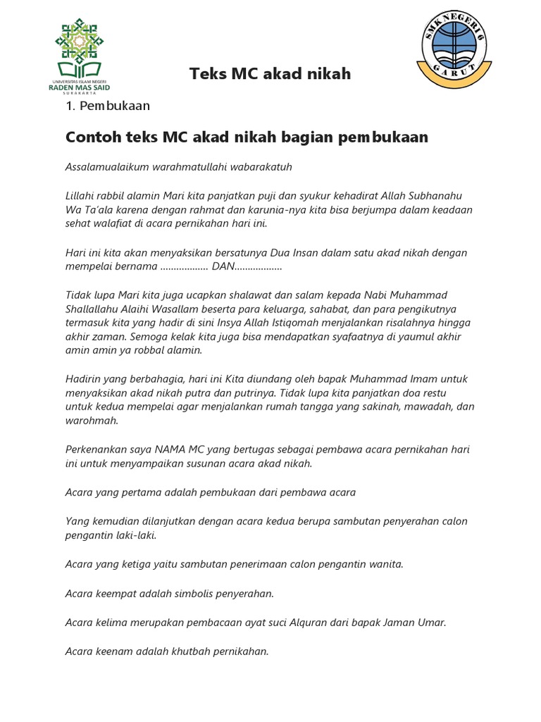 Teks MC Akad Nikah | PDF