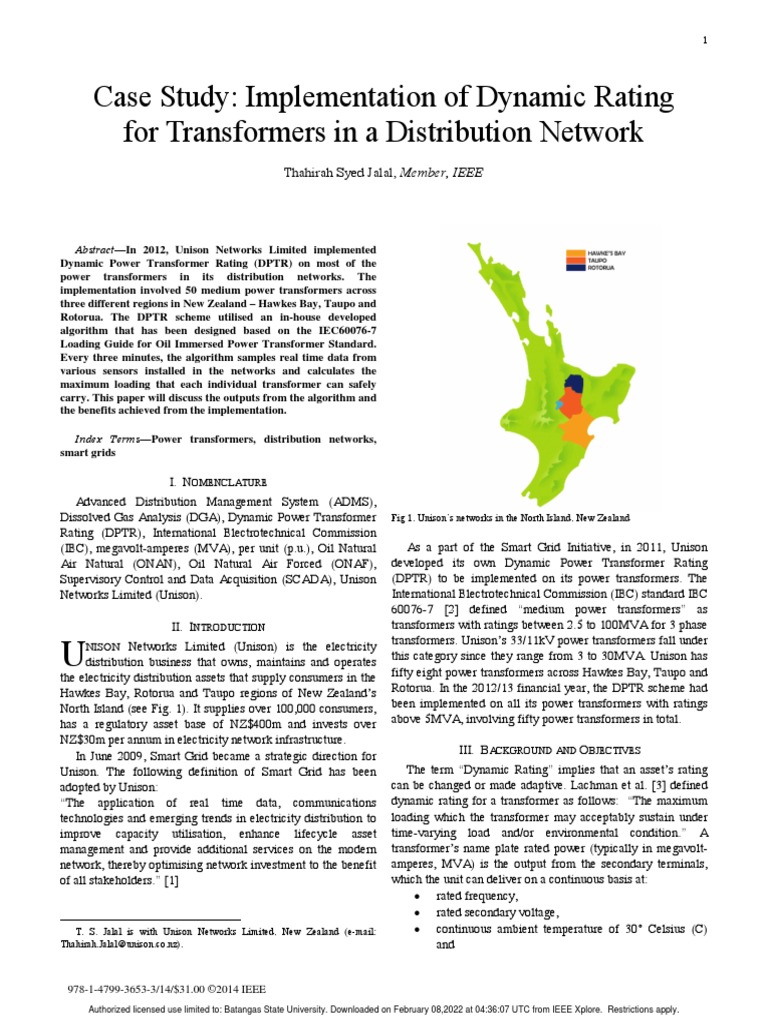 Case Study Implementation of Dynamic Rating For Transformers in A Distribution Network | PDF ...