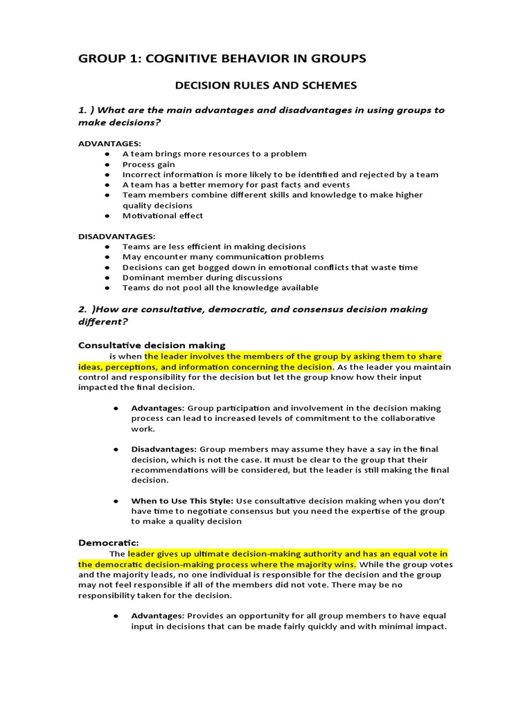 Group Decision Making Techniques and Best Practices | PDF | Decision ...