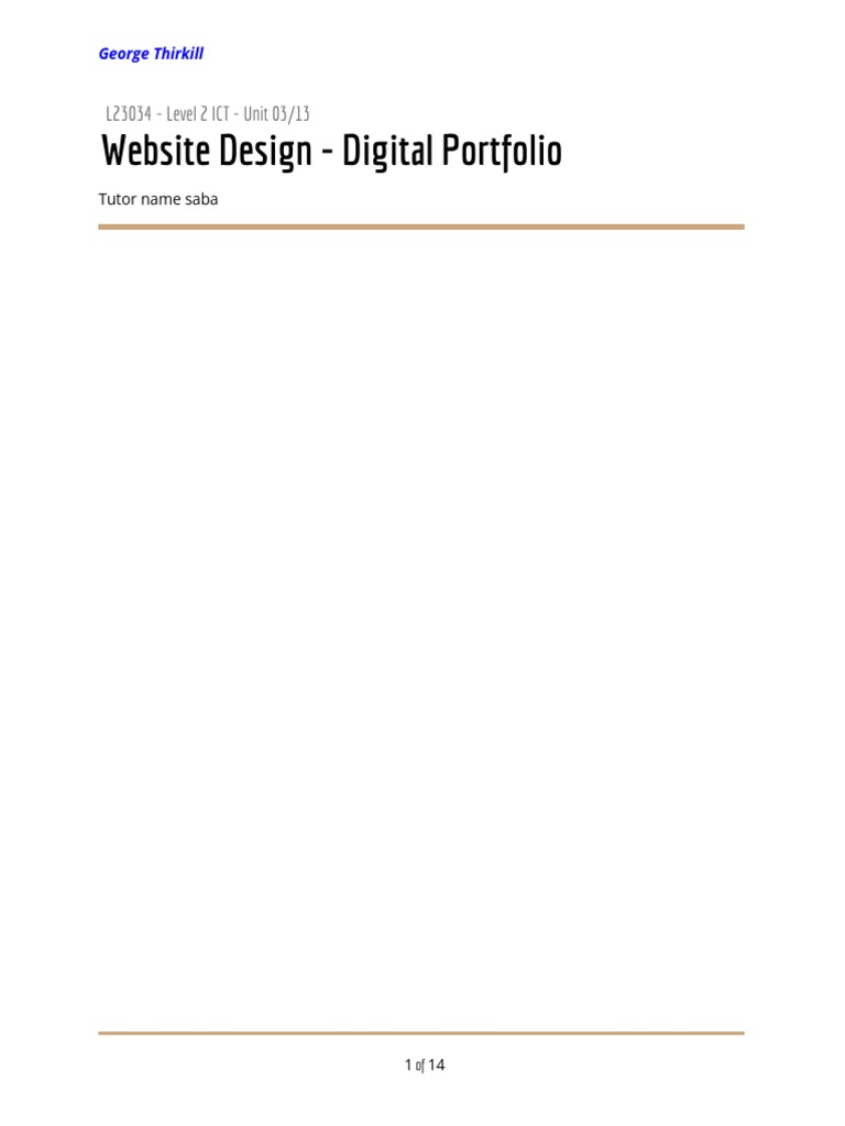 Digital Portfolio Design for ICT Job | PDF