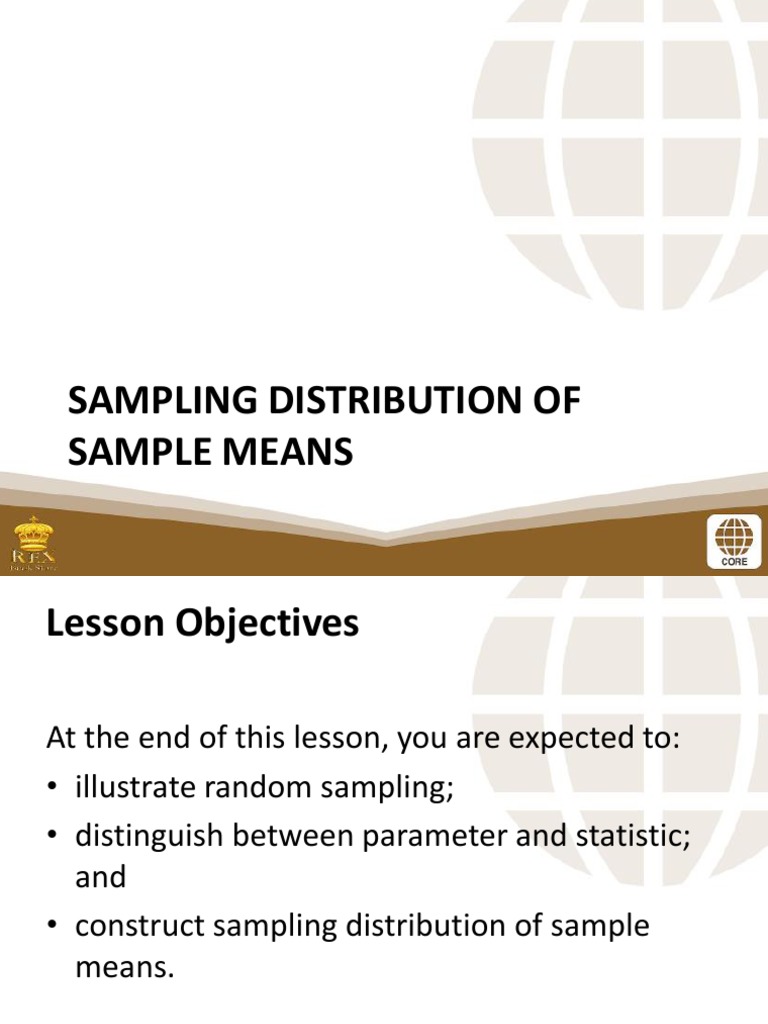 Lesson 9 Sampling Distribution of Sample Means | PDF | Mean ...