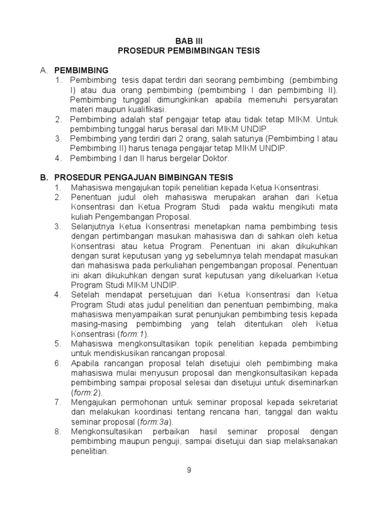 Prosedur Bimbingan Tesis MIKM UNDIP | PDF