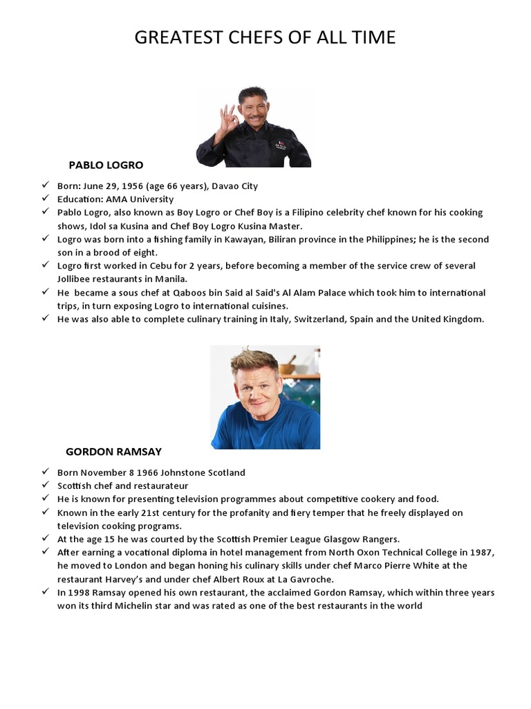Chef Boy Logro: A Culinary Journey | PDF | Restaurants | Foodservice