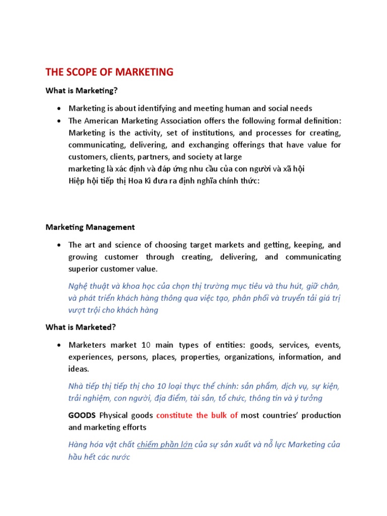 The Scope of Marketing | PDF