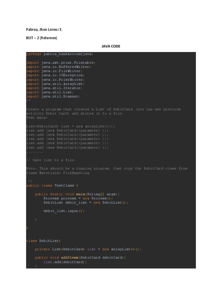 Pabroa 03-NO.3 ArrayList | PDF | Debit Card | Software
