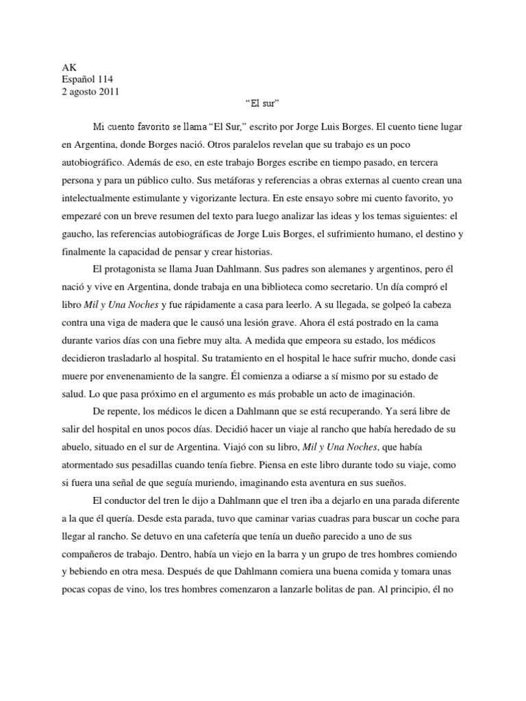 Resumen y Análisis de El Sur Por Jorge Luis Borges | PDF | Muerte | Sueño