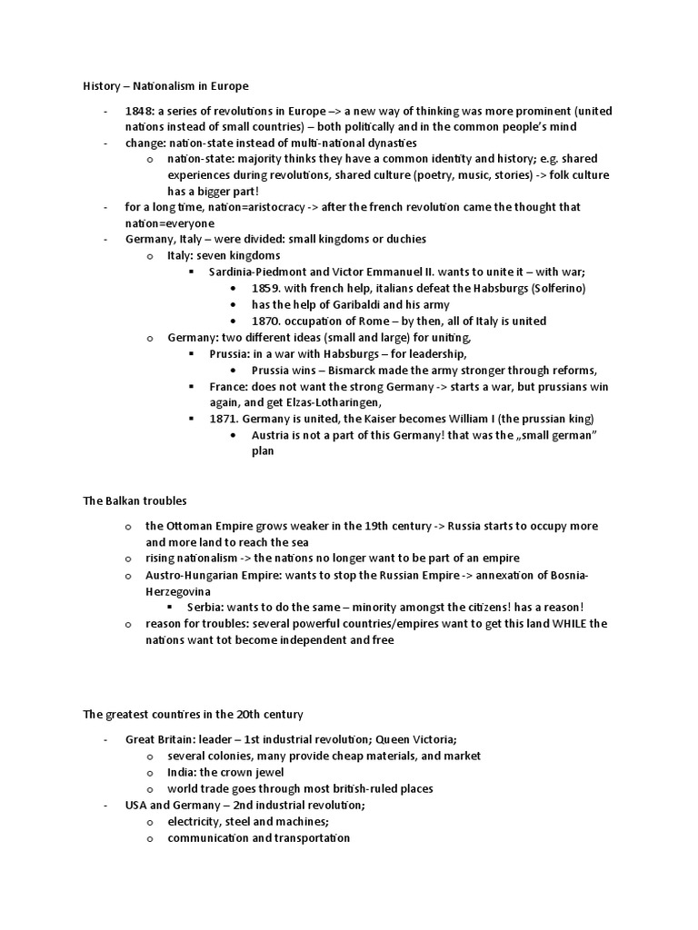 History - Nationalism in Europe | PDF