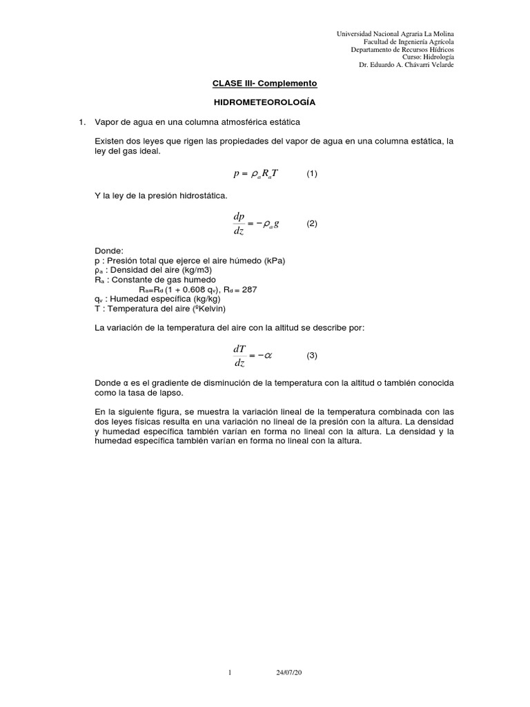Clase 2 Hidrometeorología - Complemento | PDF | Humedad | Gases