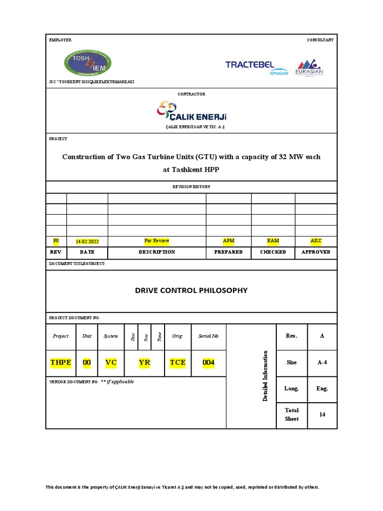 Attachment-S - Drive Control Philosophy | PDF | Programmable Logic Controller | Direct Current