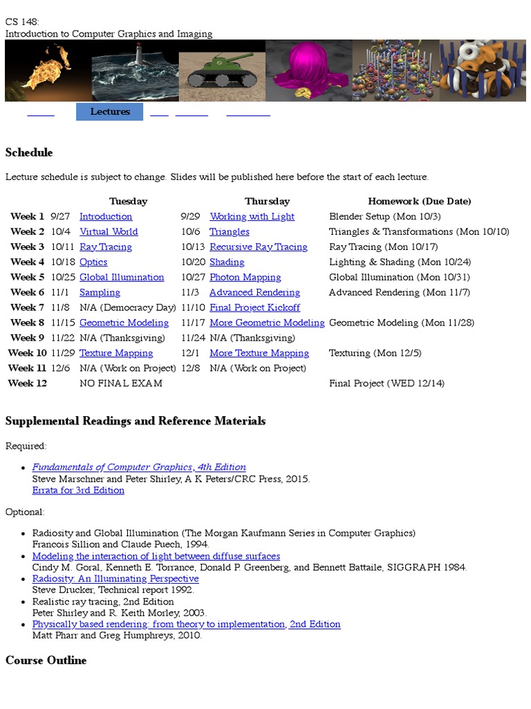 CS 148_ Introduction to Computer Graphics and Imaging | PDF | Rendering ...