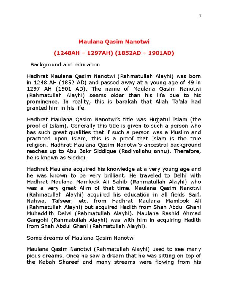 Legacy of Maulana Qasim Nanotwi | PDF | Islamism | Religious Comparison