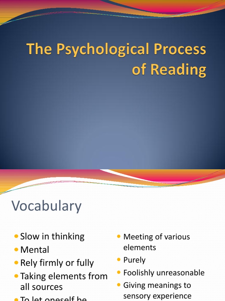 L3 the Psychological Process of Reading | Schema (Psychology) | Reading ...