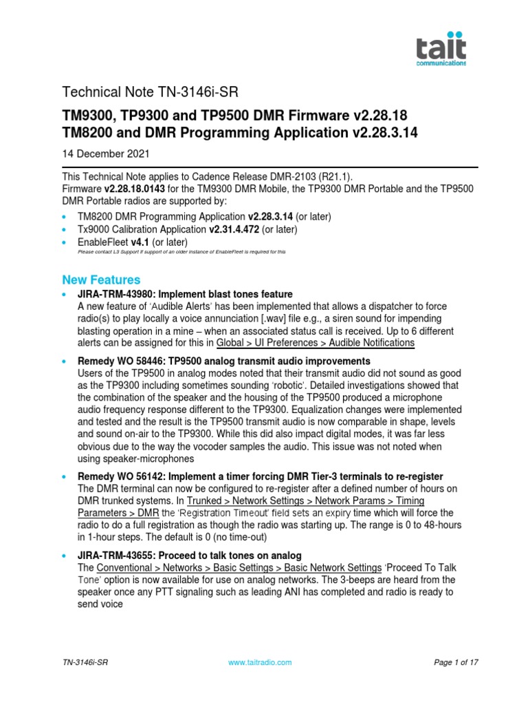 TN-3146i-SR - DMR R21.1 Cadence v2.28.18 | PDF | Bluetooth | Microsoft Windows