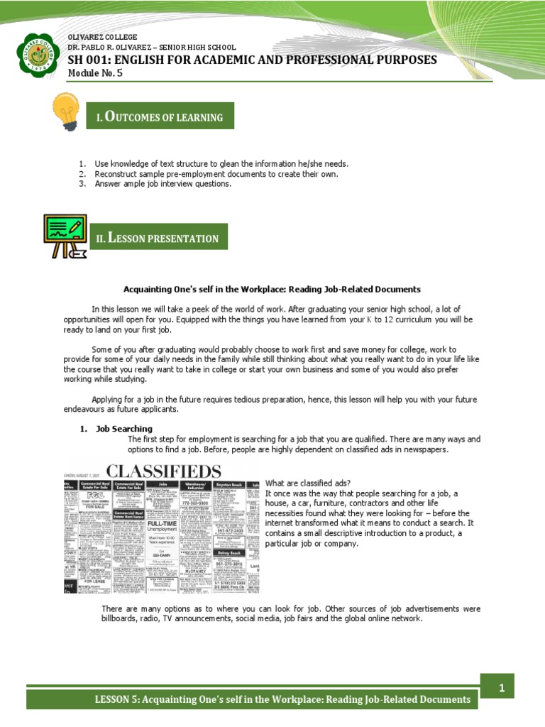 Module 5 SH 001 | PDF | Résumé | Job Interview