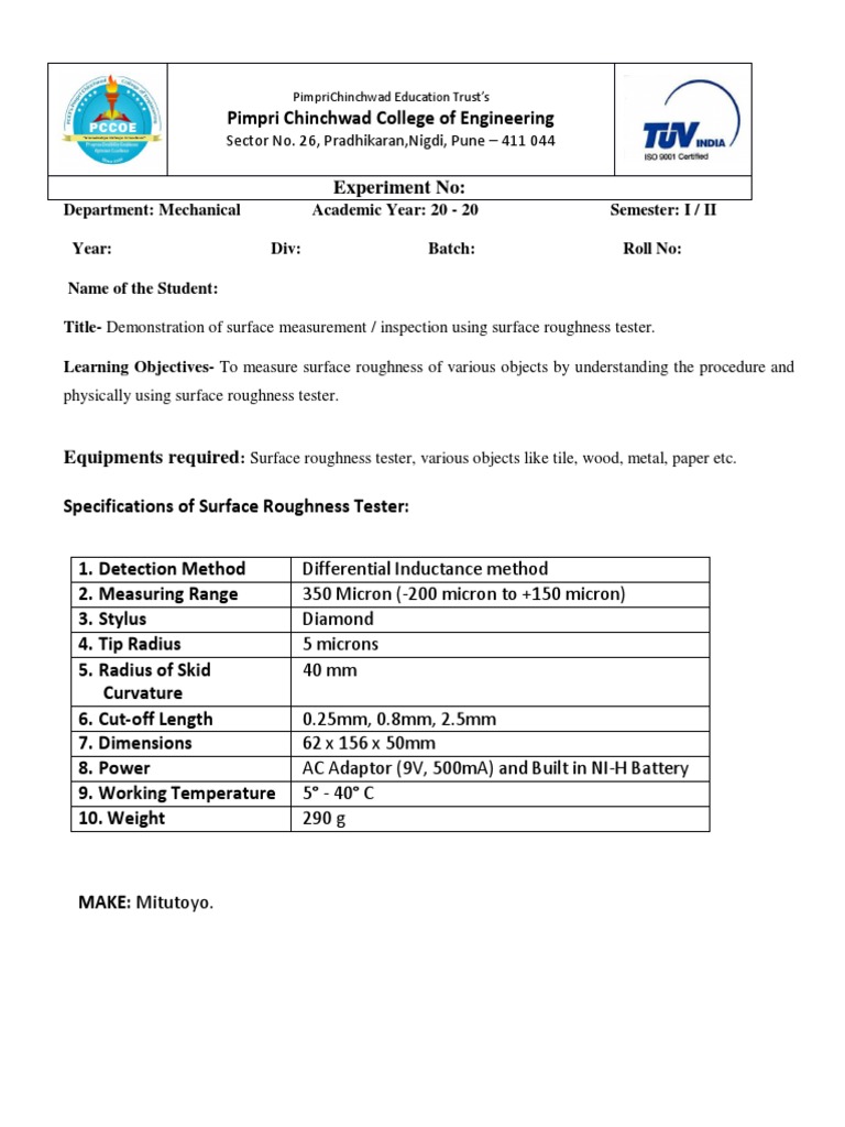 Surface Roughness Testing Guide | PDF | Technology & Engineering