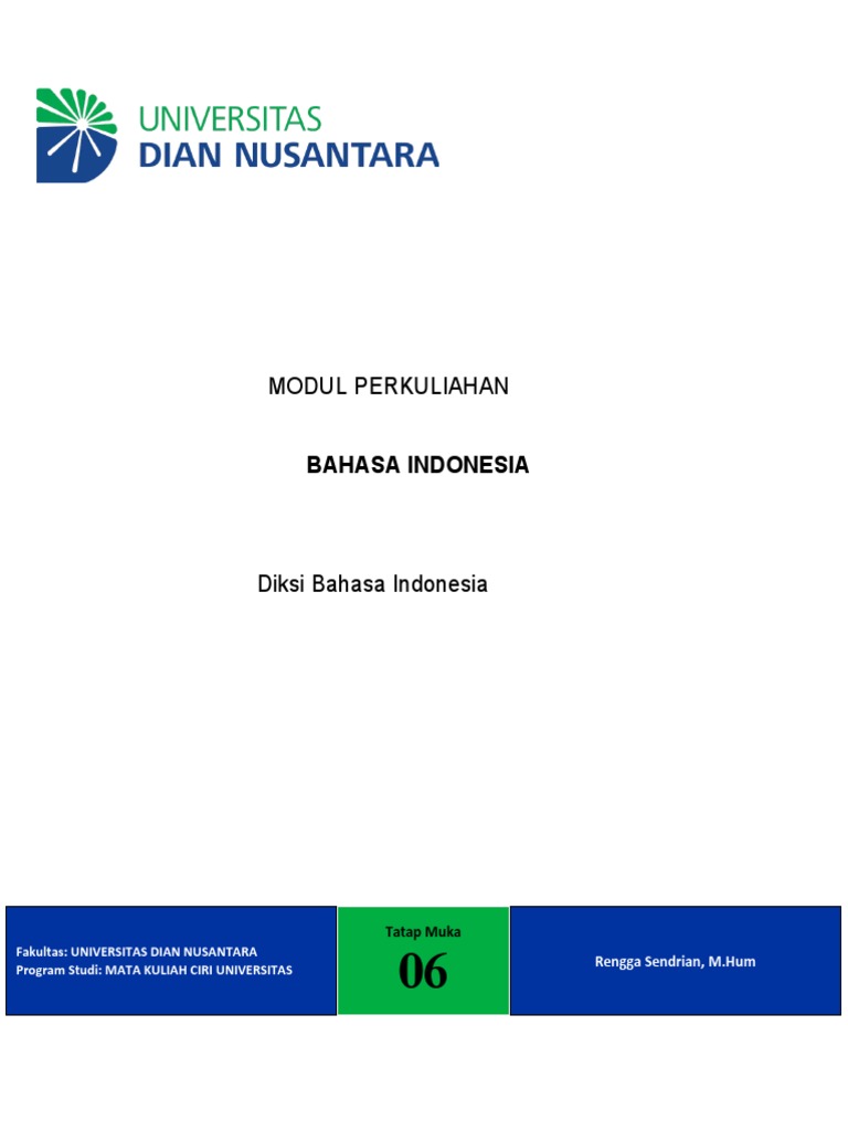 (P.6) MODUL 6 Diksi Bahasa Indonesia | PDF | Karier & Perkembangan