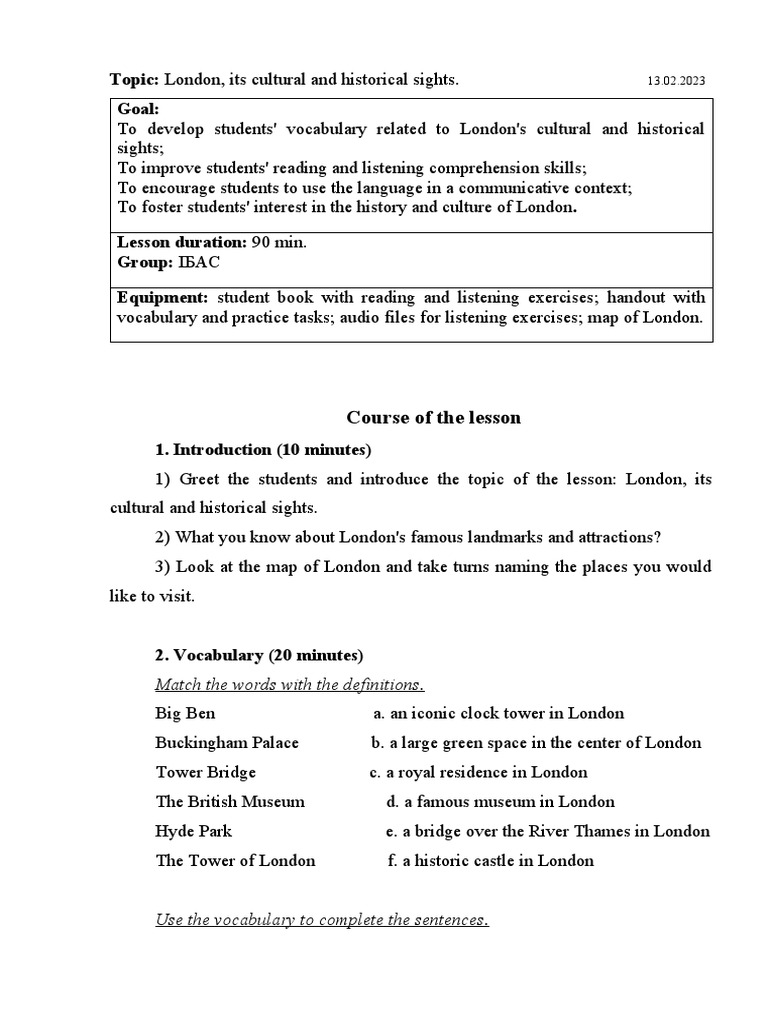 London, Its Cultural and Historical Sights | PDF