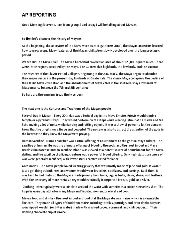 Ap Reporting G2 | PDF | Maya Civilization | Mesoamerica
