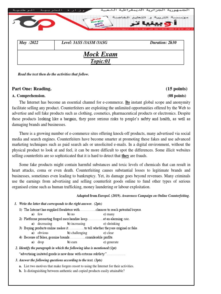 Mock Exam: Topic:01 | PDF | Counterfeit | Economies