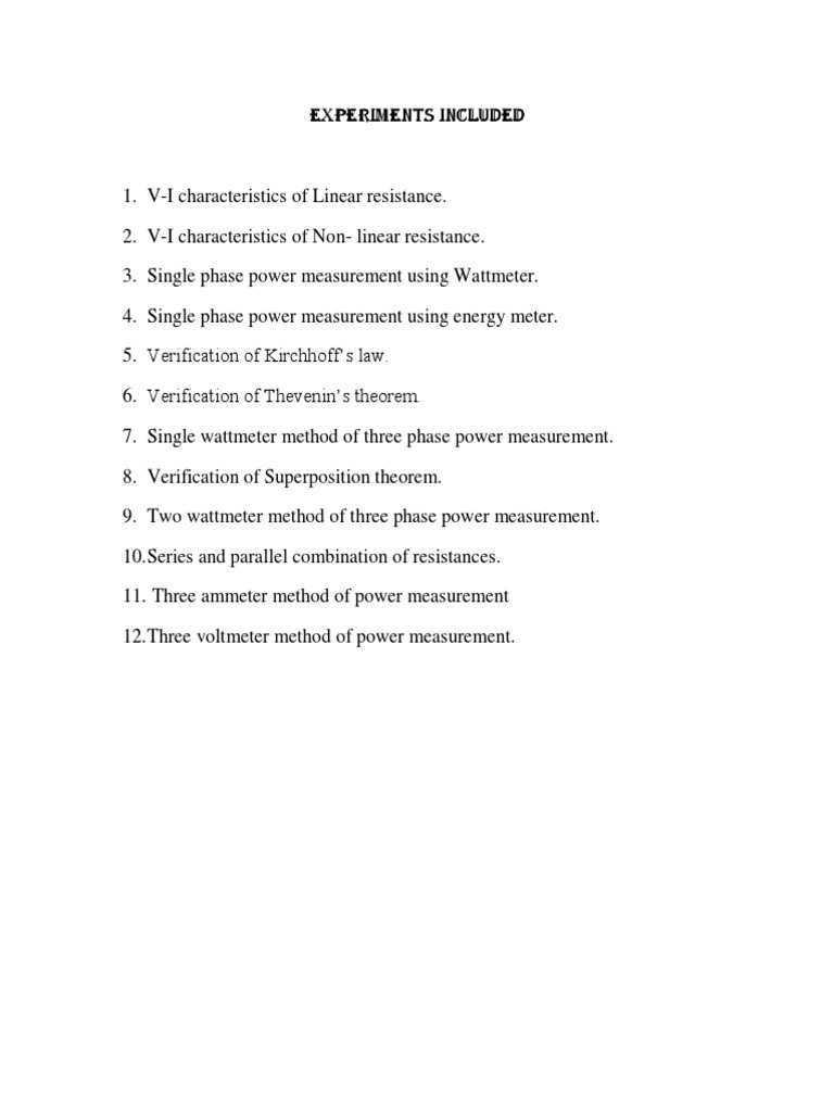 Basic Electrical Engineering Lab Manual | PDF | Voltage | Electrical Resistance And Conductance