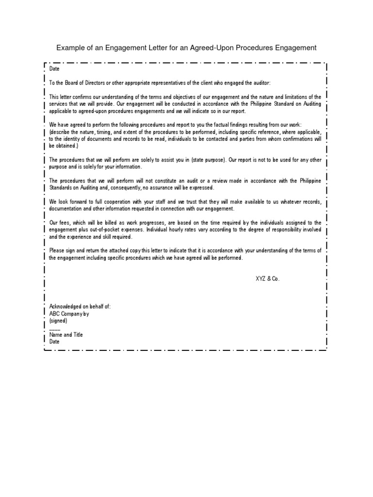 Example of An Engagement Letter For An Agreed | PDF | Accounts Payable ...