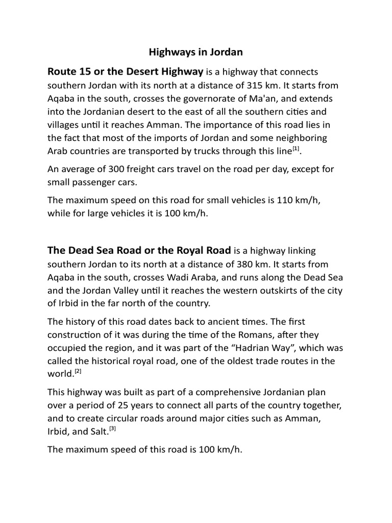 An Overview of Major Highways in Jordan: Routes, Histories, and Speed ...
