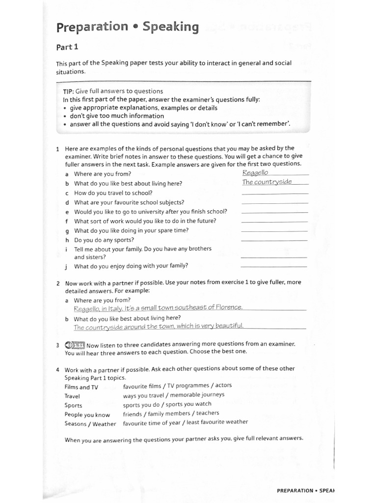 Oxford B2 FS Speaking Test 1 | PDF