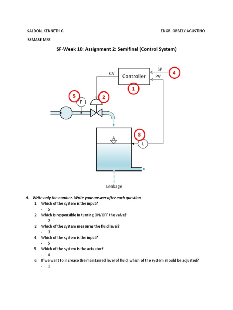 Engineering Control Systems Quiz | PDF