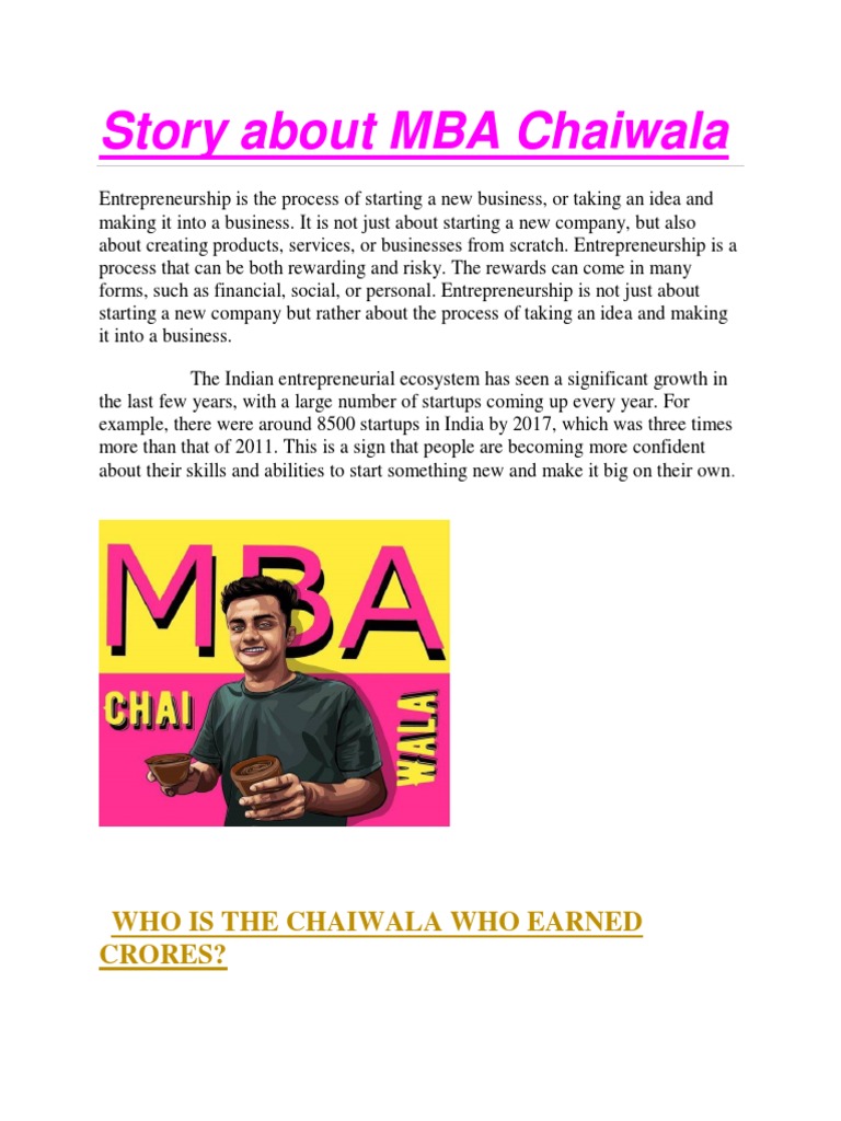 Story About MBA Chaiwala | PDF | Entrepreneurship | Startup Company