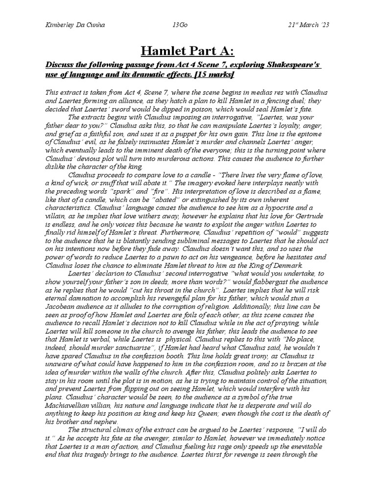 Hamlet Act 4, Scene 7 Dramatic Effect | PDF