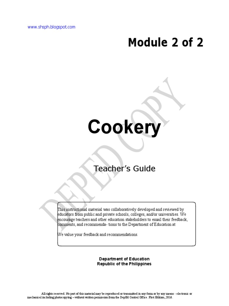 Cookery: Module 2 of 2 | PDF | Cooking | Learning