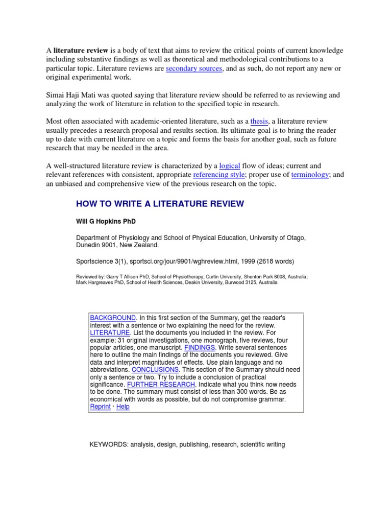How To Write A Literature Review: Secondary Sources | PDF | Machining ...