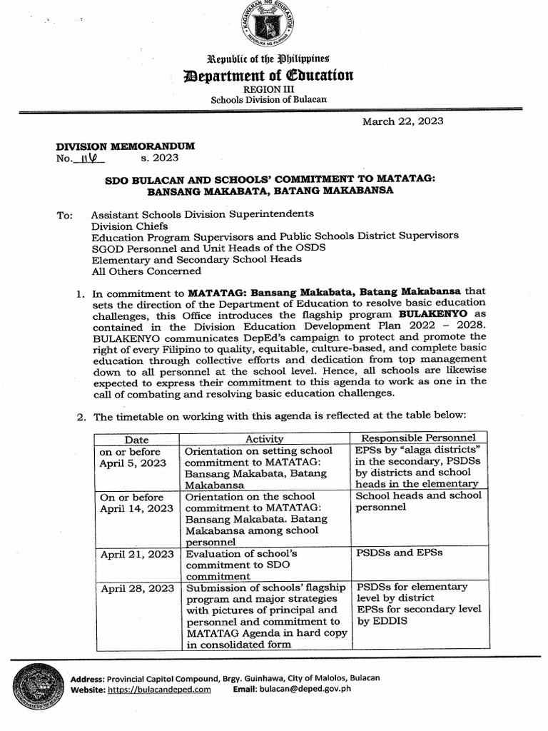 Div Memo No. 116 S. 2023 | PDF