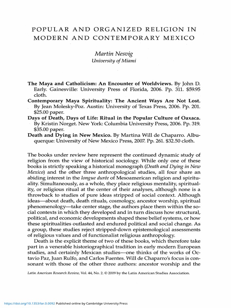 Popular and Organized Religion in Modern and Contemporary Mexico | PDF