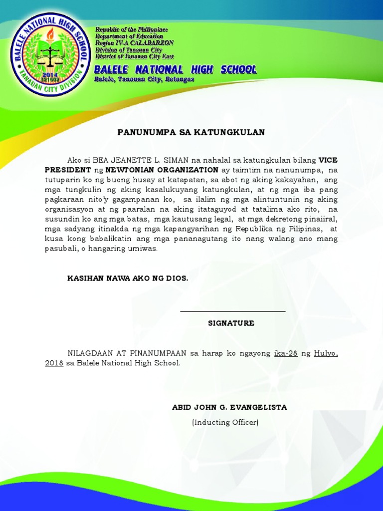 SCIENCE CLUB-Oath-form 2 | PDF