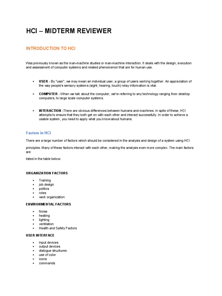 HCI Reviewer | PDF | Html | Html Element