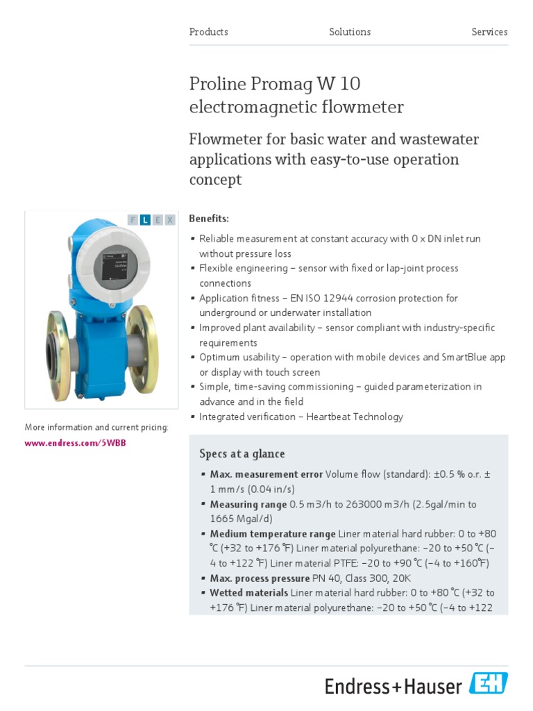 Endress-Hauser Proline Promag W 10 5WBB EN | PDF