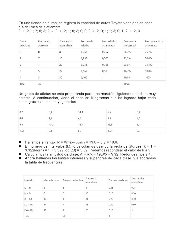 Ejemplos de Tabla de Frecuencias | PDF