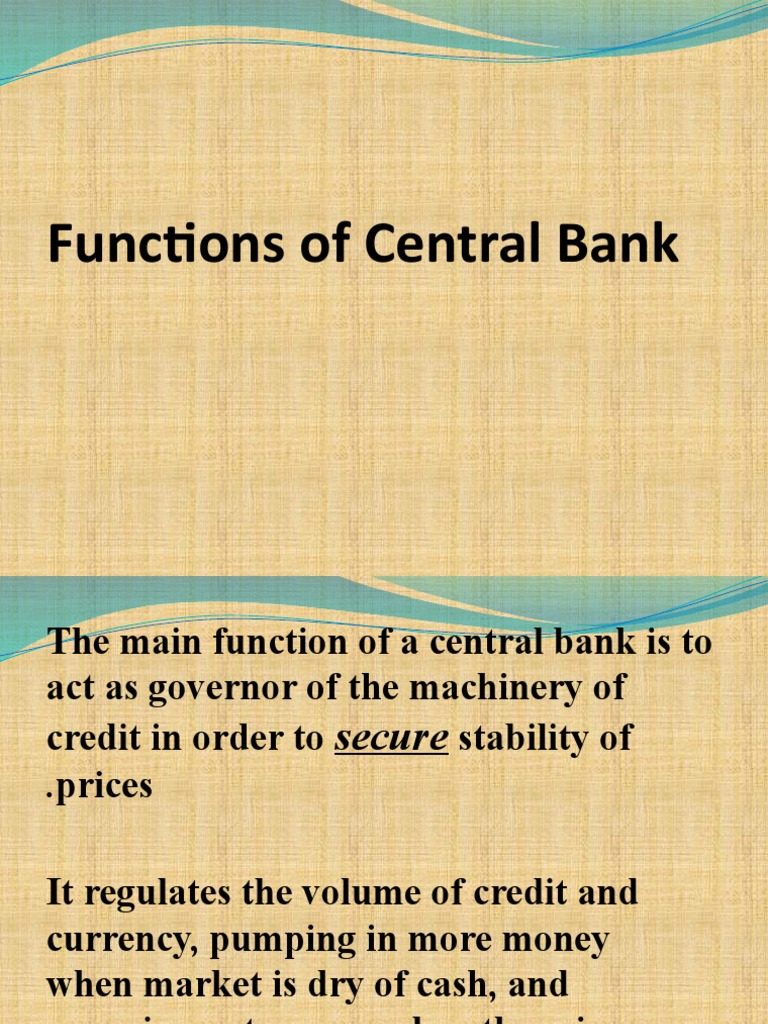 Functions of a Central Bank | PDF | Banks | Central Banks