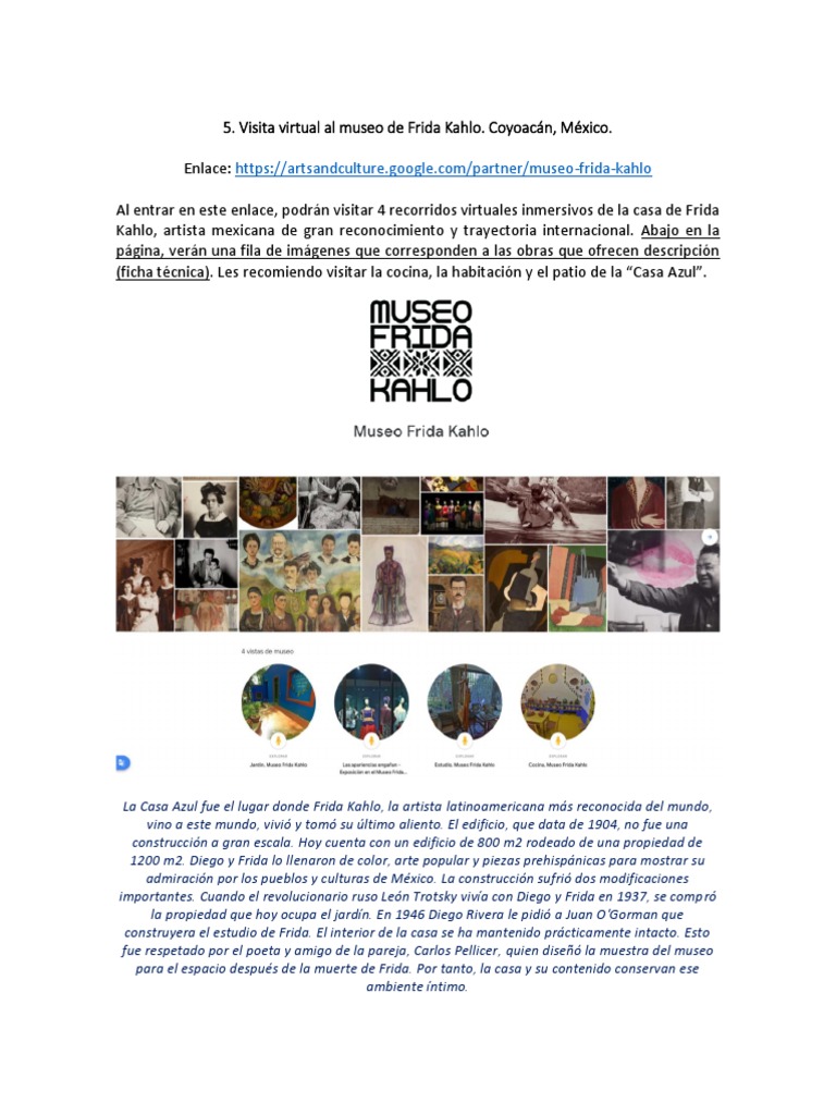 Visita virtual a la Casa Azul de Frida Kahlo | PDF