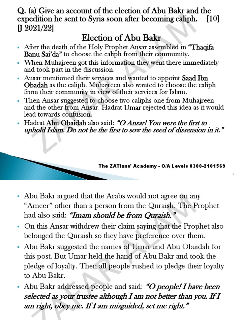 Abu Bakr's Caliphate | PDF