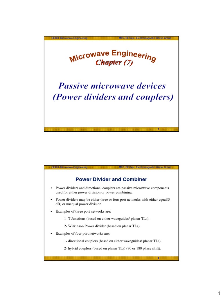 Microwave Power Dividers Overview | PDF | Transmission Line ...