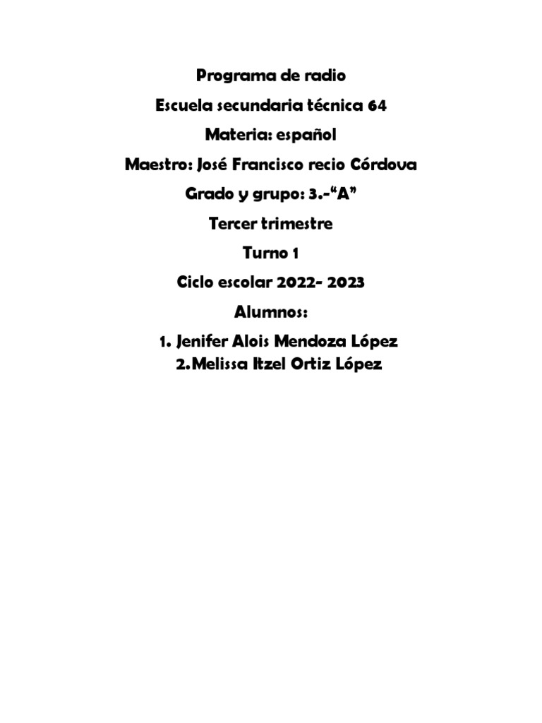 PROGRAMA DE RADIO 1 | PDF